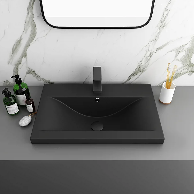 Arezzo 610 X 395mm Matt Black Rectangular Mid-Edged Inset Basin ...