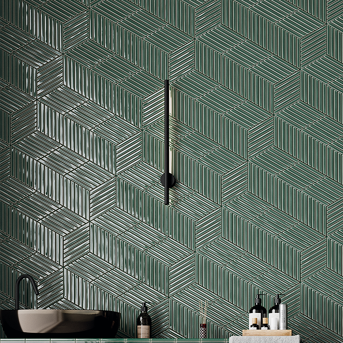Argyle B Parallelogram Gloss Green Wall Tiles 150 X 259mm - Victorian ...